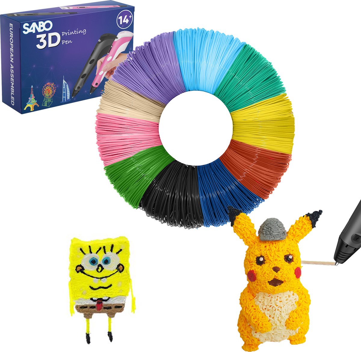 Premium 3D Pen 200 Meter Filament - Navulling Voor 3D pen - 10 ...