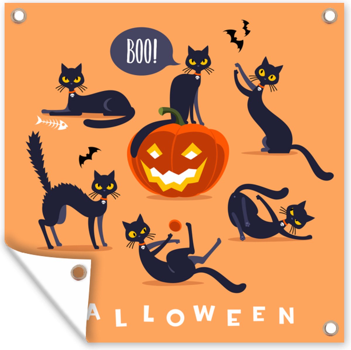 Tuin poster Verschillende zwarte katten als symbool voor Halloween in ...