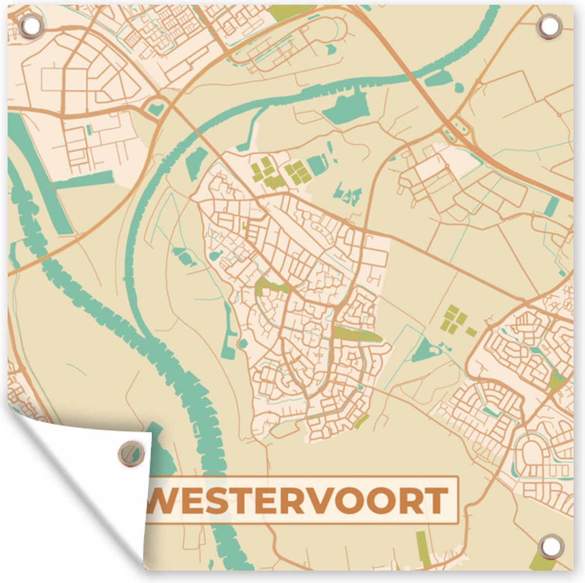Tuindoek Kaart - Westervoort - Stadskaart - Plattegrond - 100x100 cm ...