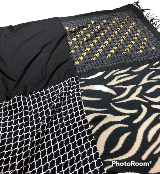 Sjaal, zwart/wit groot | bol