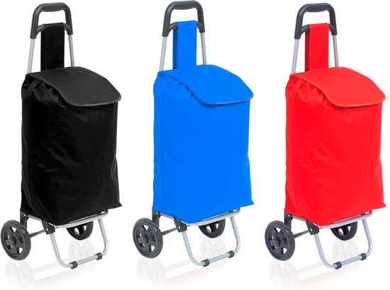trolley - Winkelwagen - polyester metaal - inklapbaar - handvatten ...