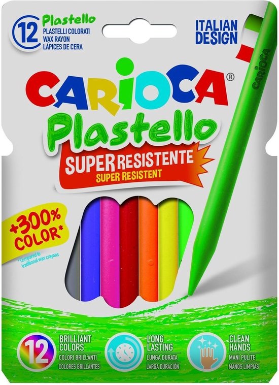 Carioca - Plastic waskrijtjes - 12 Stuks | bol
