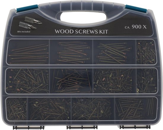 Schroevendoos - Gevulde schroevenbox - 900 Schroeven - XL schroevendoos ...