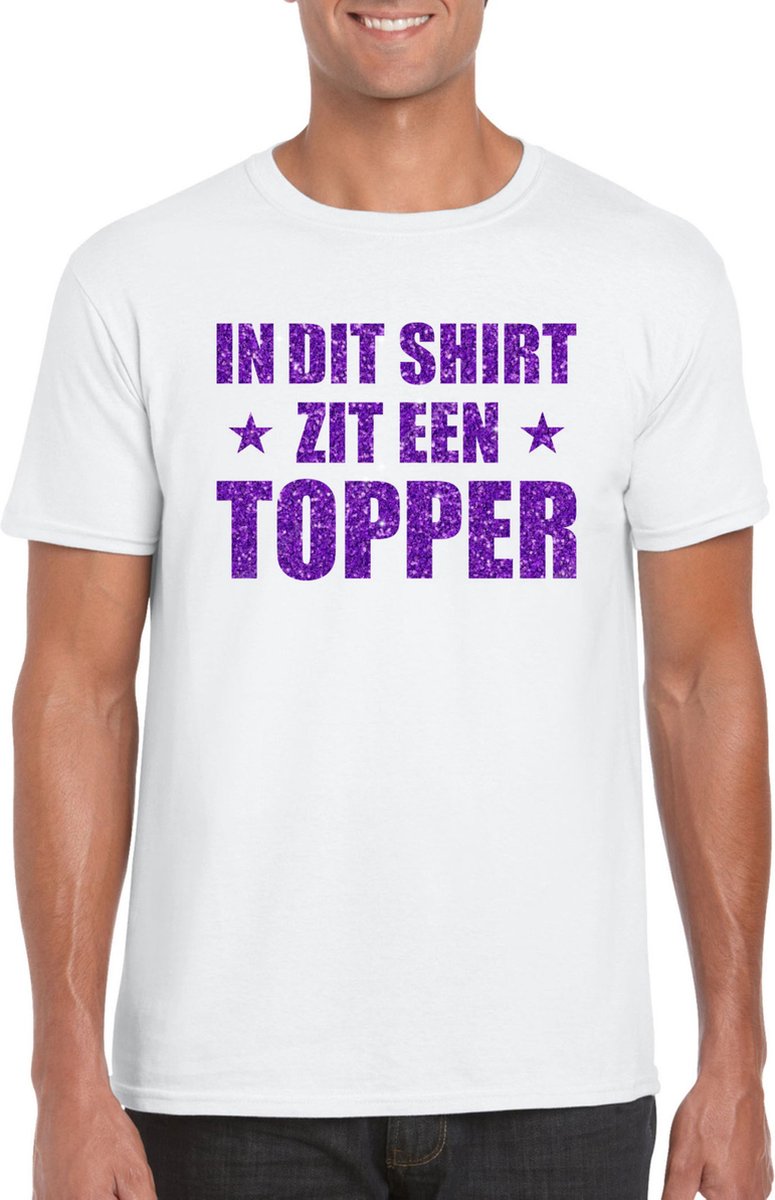 Toppers In dit shirt zit een Topper paarse glitter t-shirt wit voor ...