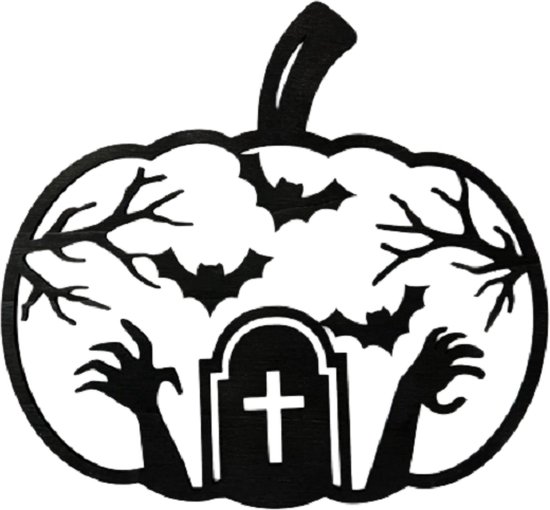 Halloween houten pompoen muurdecoratie graf - zwart | bol