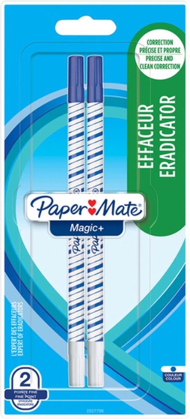 Correctie(pen) Paper Mate Magic+ Eradicator blauw fijn blister à 2 ...