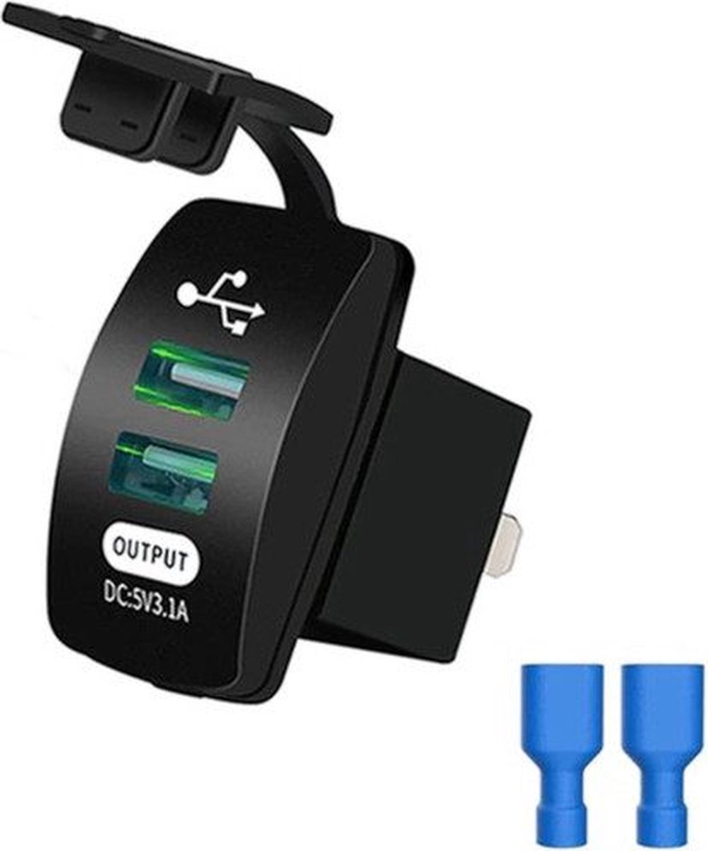 Dual USB stopcontact - Groen - PUSB1-G - 12V/24V - 5V/3.1A - Auto/Boot ...