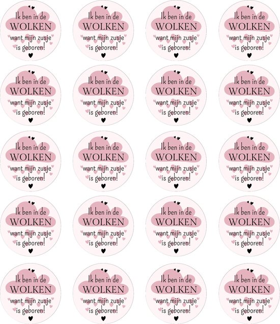 20 x Sticker Zusje Geboren | Roze | 40 mm | Geboorte Meisje | Trakteren ...