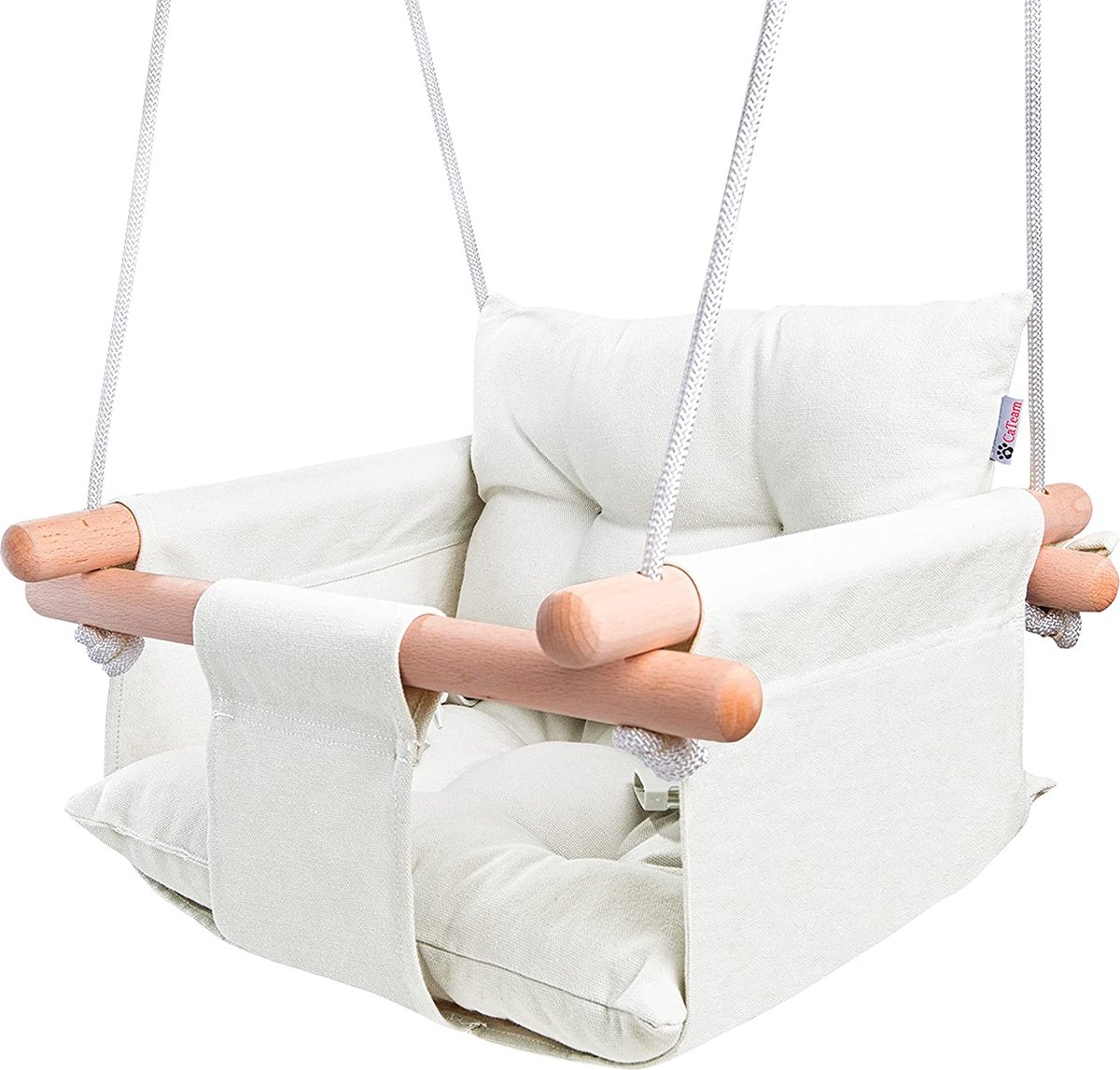 Canvas babyschommel van Cateam - Ivoor - Houten hangende schommelstoel ...
