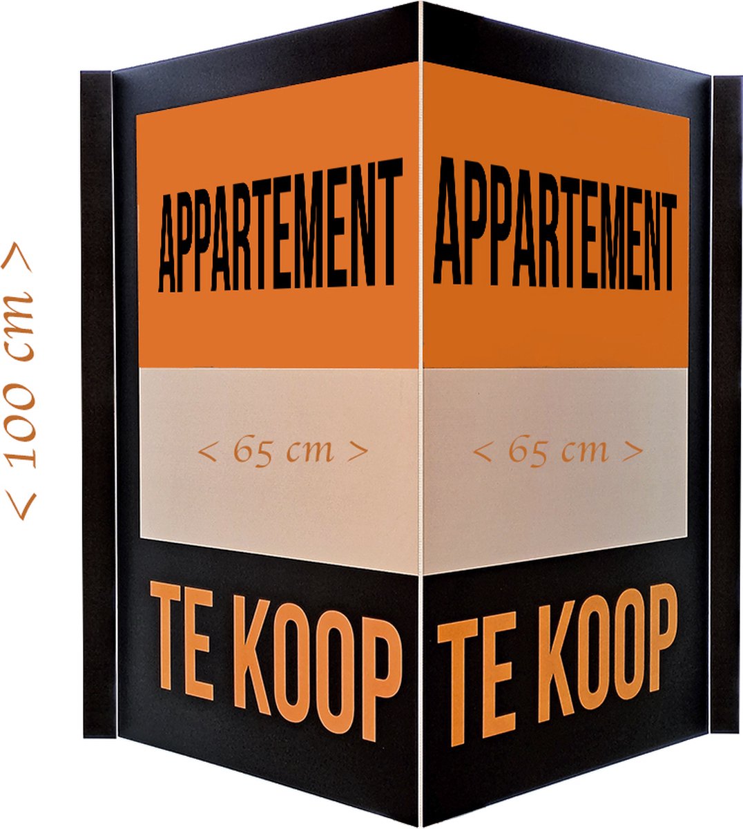 Immobord/ Makelaarsbord/ Vouwbord "Appartement te koop" | 130 x 100 cm ...