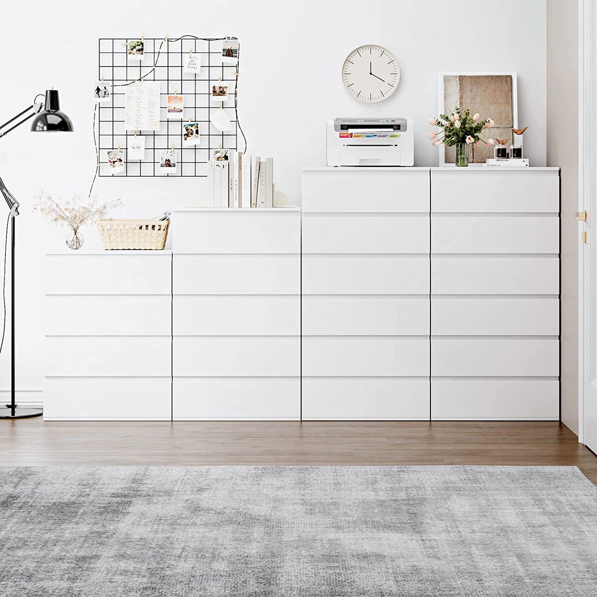 CGPN Commode 6 tiroirs highboard, commode blanche, buffet, meuble ...