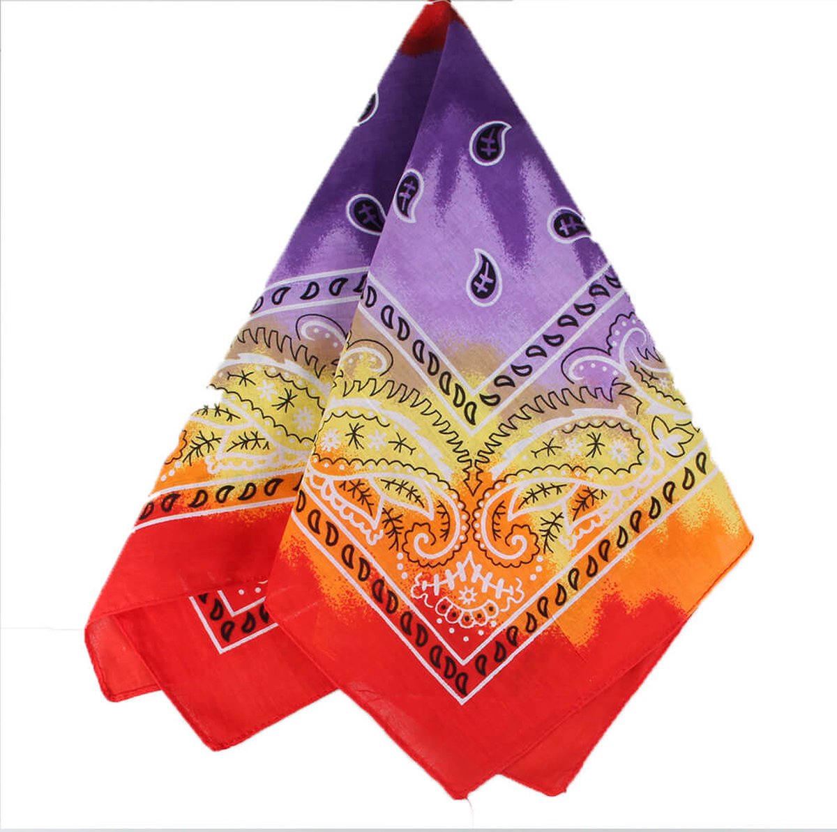 Bandana Zakdoek Tie Dye Paisley Print Paars Geel Rood | bol.com