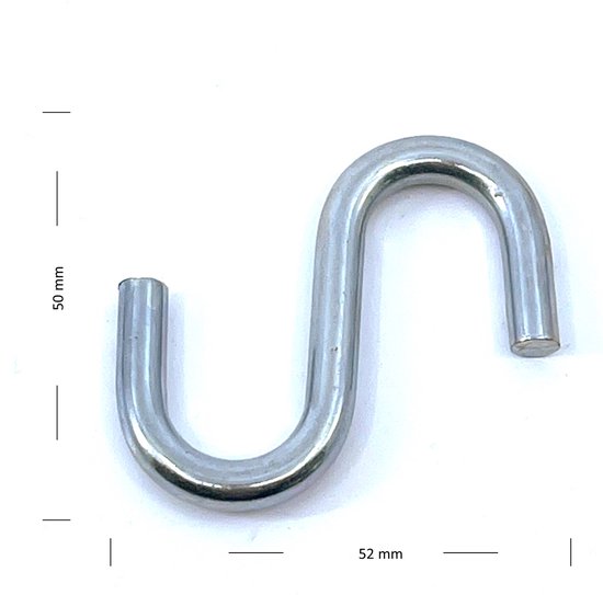 TQ4U S-haak - Recht - 50 x 50 mm - Ø 6 mm - Verzinkt - 2 stuks | bol