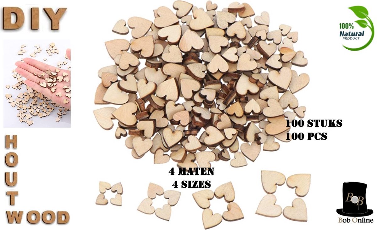 Bob Online ™ - ca. 100 Stuks (9 Gram) – 4 Maten – Mini Houten ...