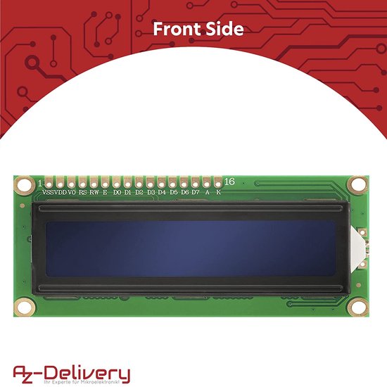 AZDelivery HD44780 1602 LCD-Module Blauwe Weergave 2x16 Tekens ...