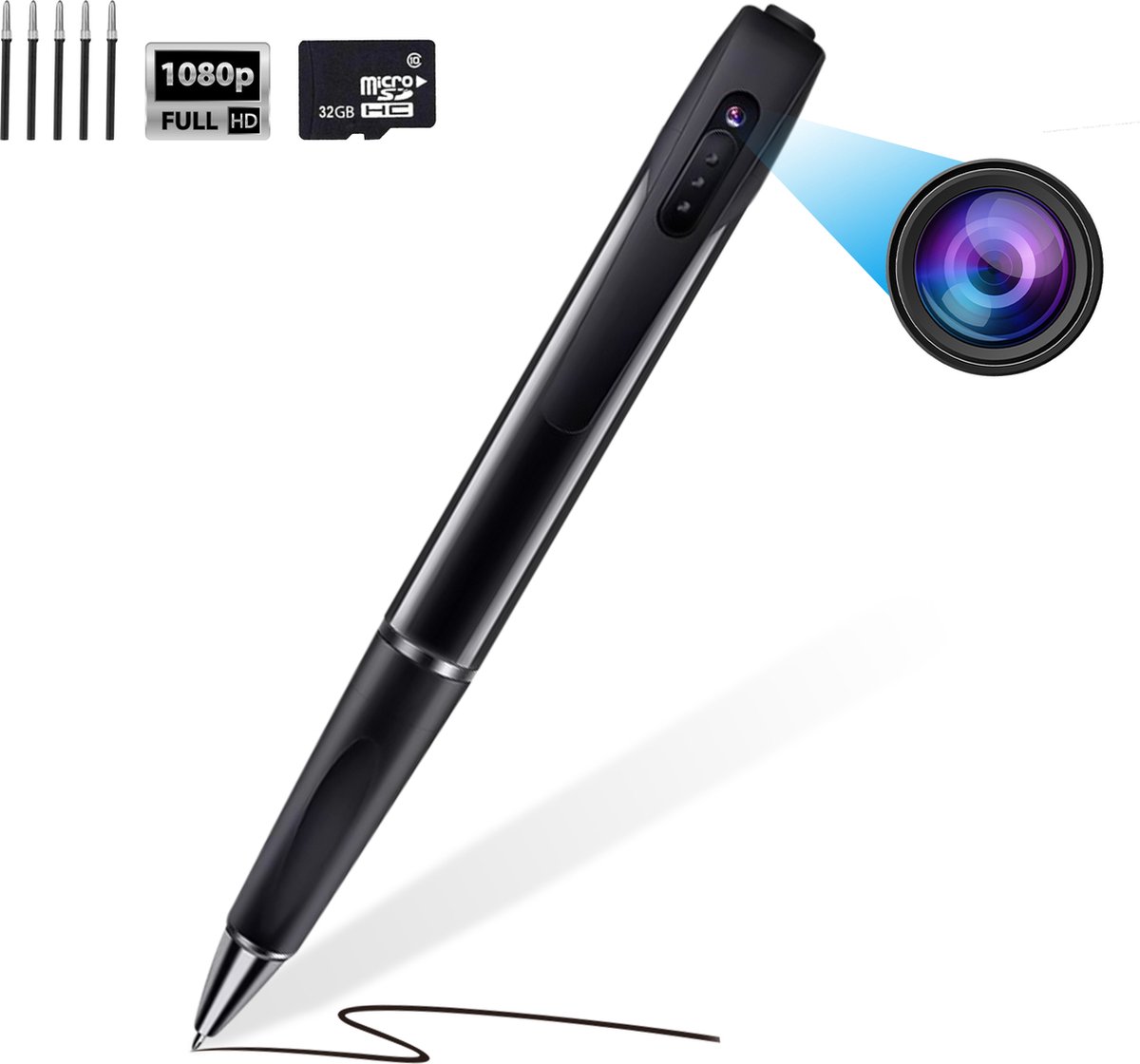 Looki Spy Camera Pen - 8MP HD - Mini Espionnage Cam - Caméra de ...