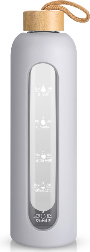 Drinkfles met tijdmarkering - Waterfles - 1 liter - Duurzaam ...