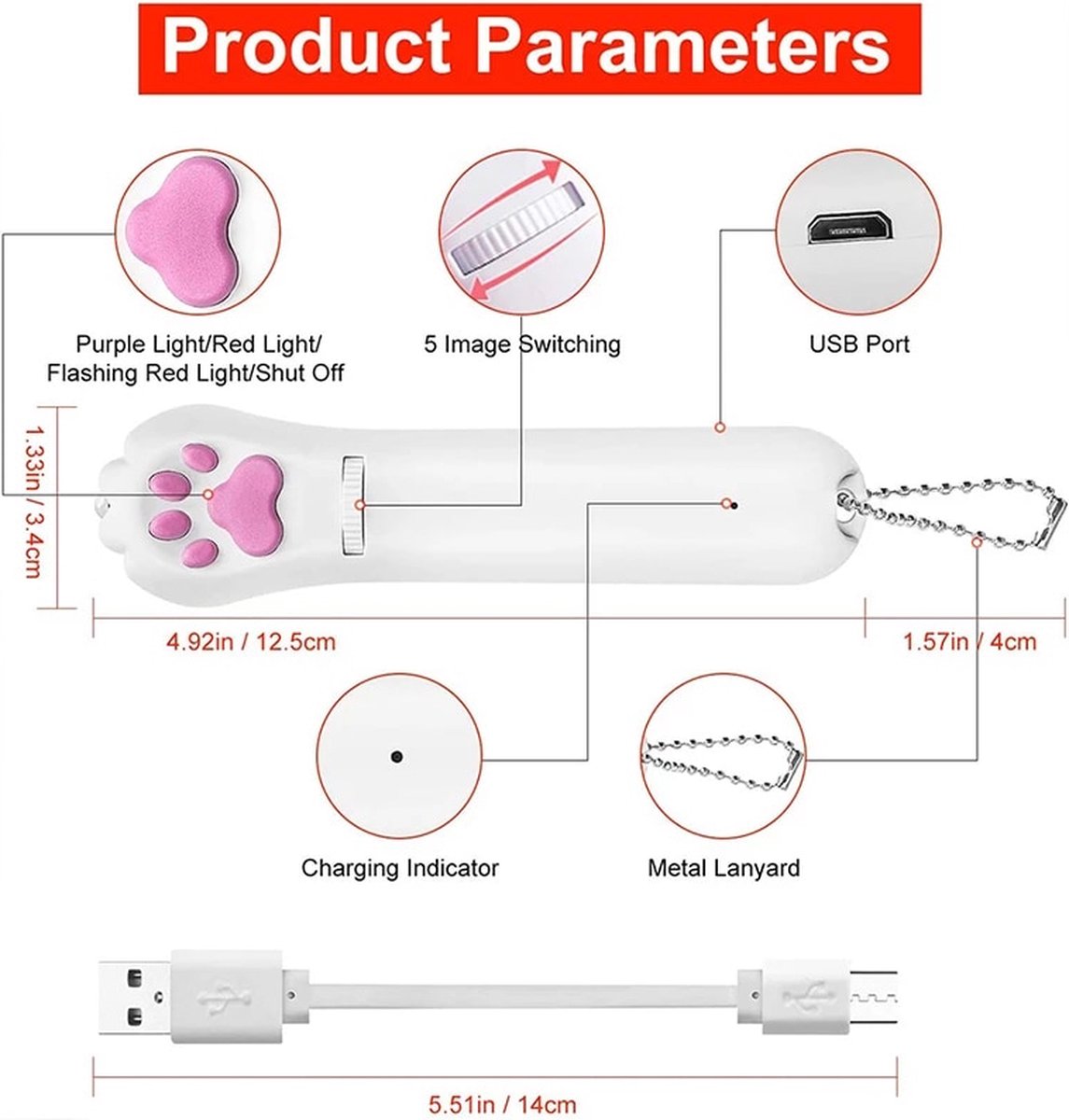 Pecute® LED Laserlamp - USB Oplaadbaar - Met Paars UV Licht - Infrarood - 5... | bol.com