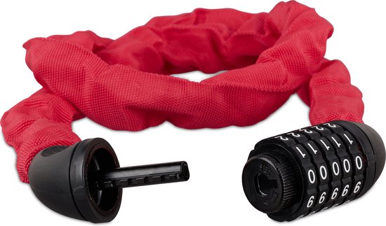 Relaxdays 2x fietsslot - kettingslot - cijferslot - 120 cm - rood ...