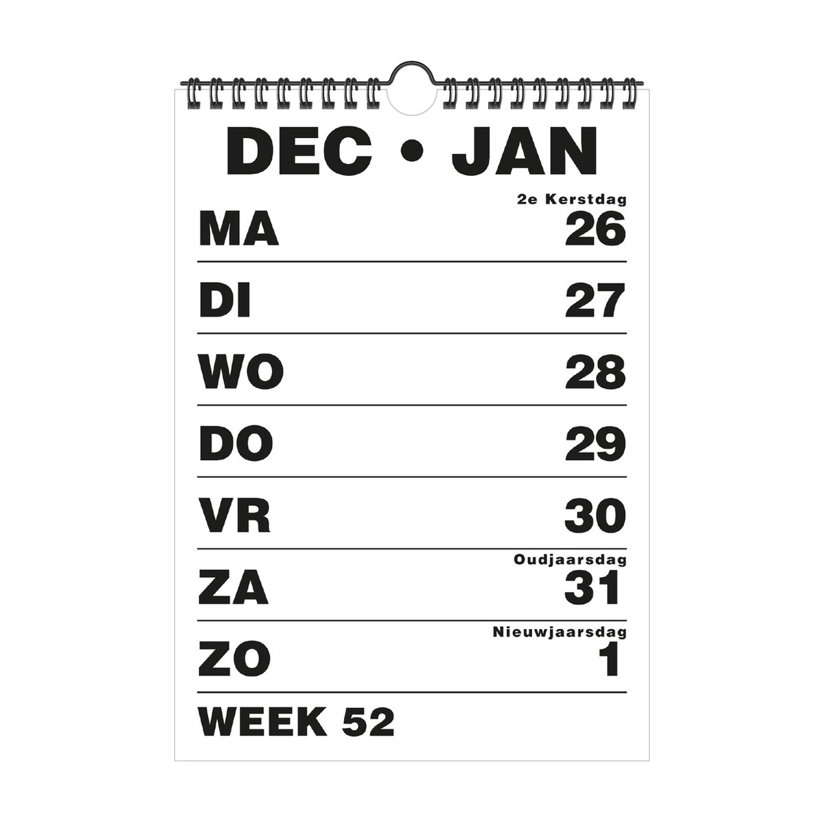 Weekkalender 2023 Grootletter Zwart A-4 | bol.com