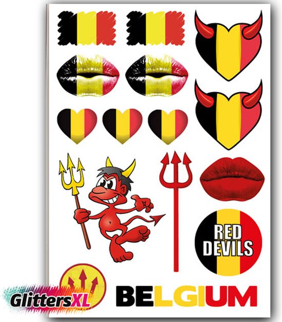 GlittersXL - Temporary Tattoo België / Belgium #2 (A5 formaat) [Neptattoo - Tijdelijke... | bol.com