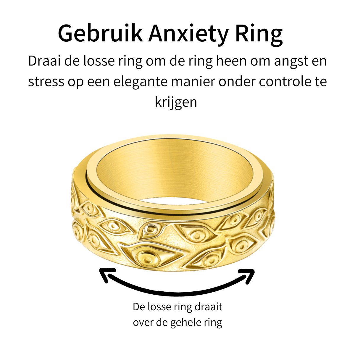 Anxiety Ring - (Ogen) - Stress Ring - Fidget Ring - Draaibare Ring ...
