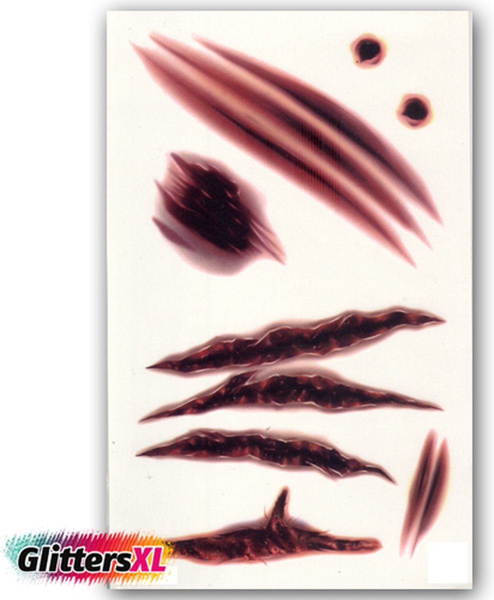 GlittersXL - Temporary Halloween Tattoo #23 open wonden littekens [Make ...