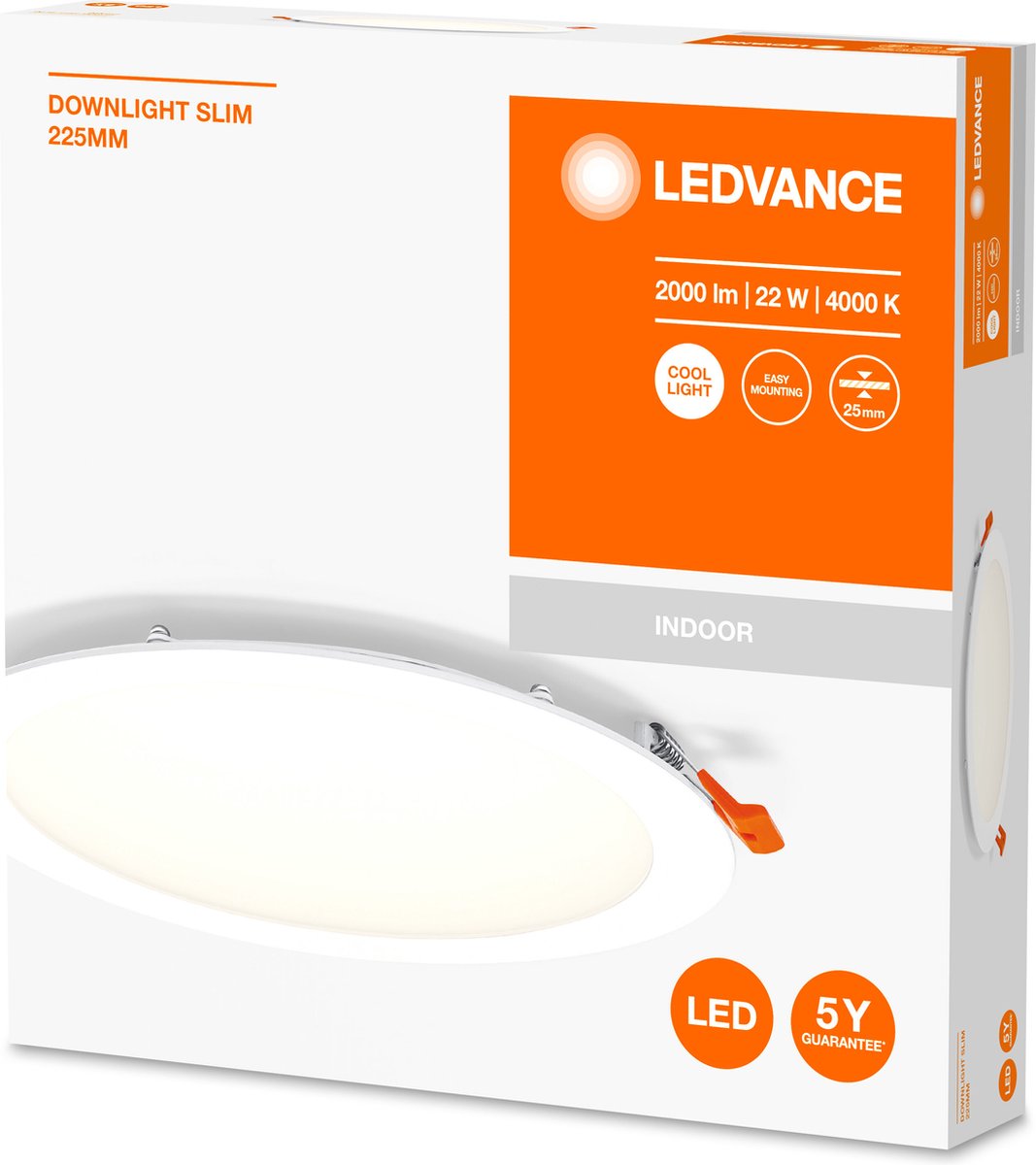 LEDVANCE Downlight LED: voor plafond, RECESS SLIM DOWNLIGHT / 22 W, 220 ...