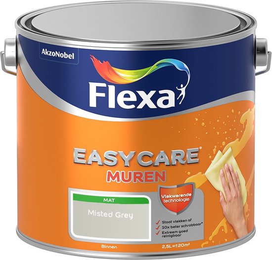 Flexa - Easycare Muren Muurverf - Misted Grey - Meng - Grijs - 2,5 ...