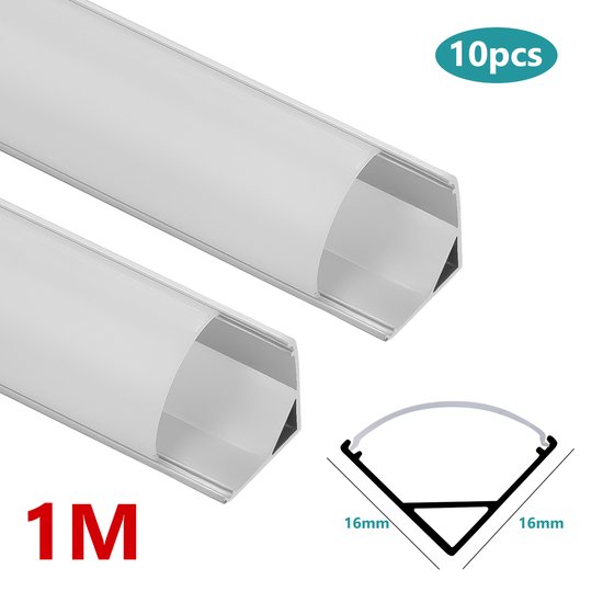 10x 1m LED aluminium profiel hoekstrip strip witte strips aluminium ...