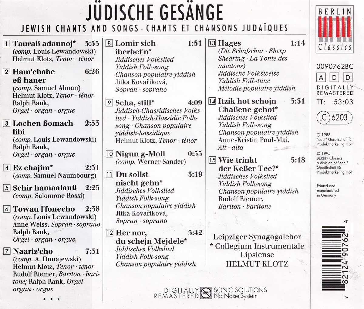 Jewish Songs & Chants, Leipzig Synagogue Choir | CD (album) | Muziek ...