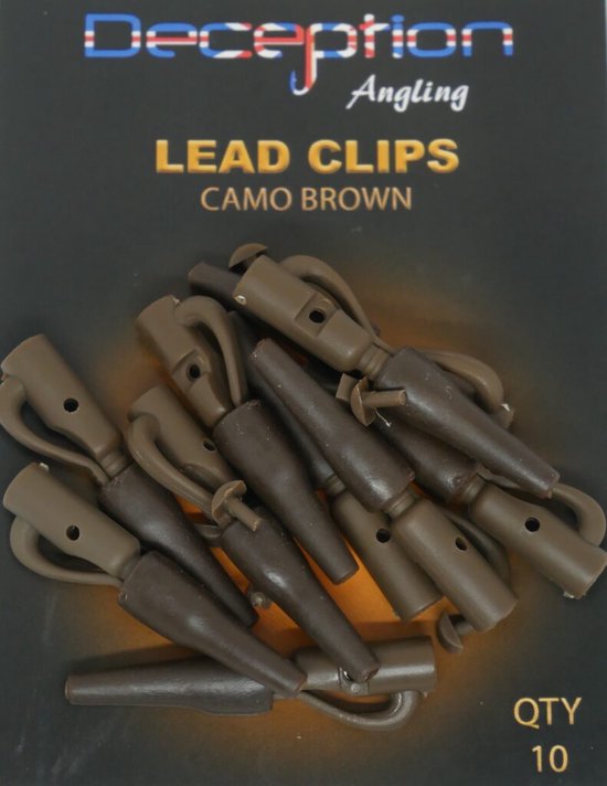 Lead Clips with tails and pins (10 per pack) - CAMO BROWN | bol