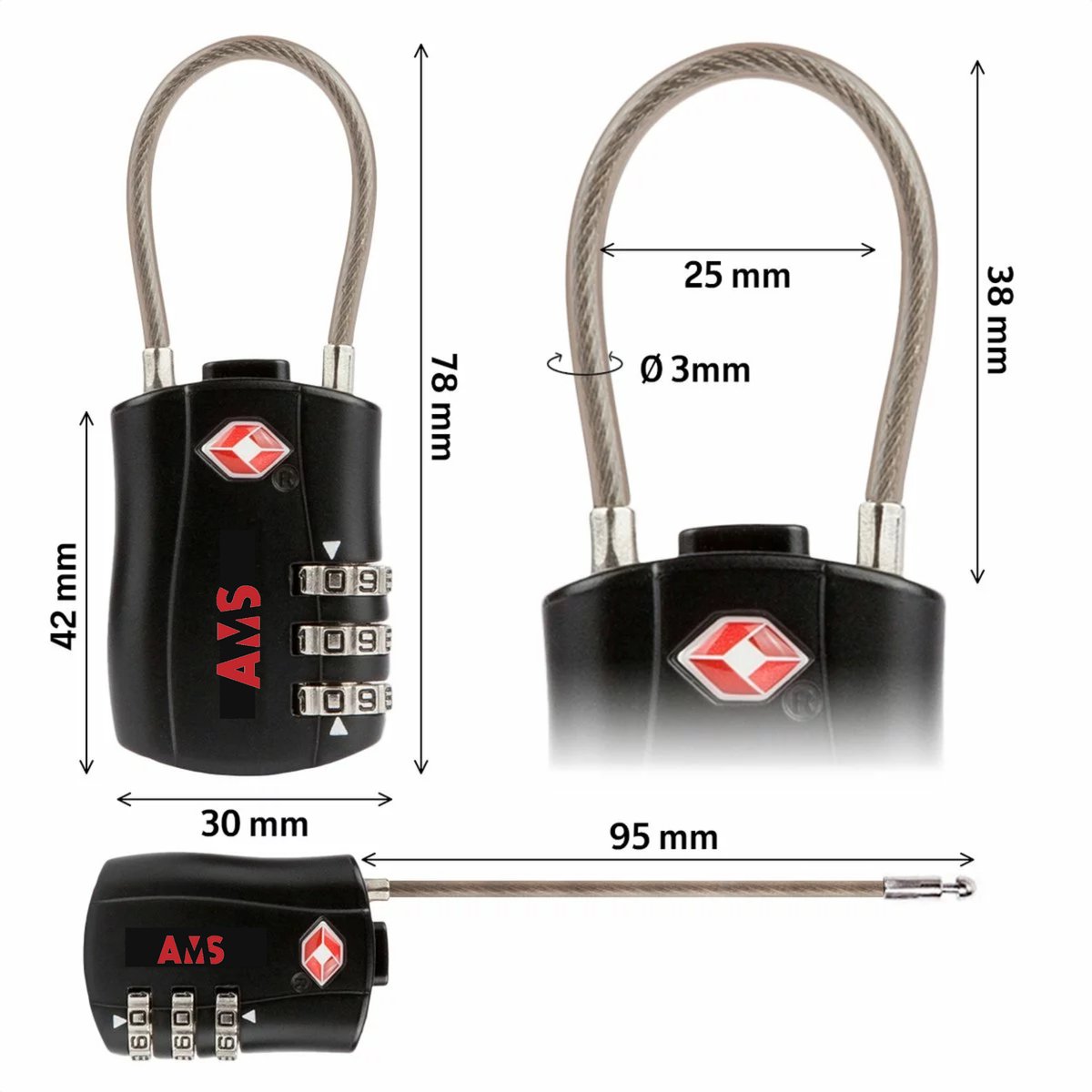 AMS® - Kofferslot - 2 Stuks - Reisslot - Cijferslot - Kabelslot Koffer ...