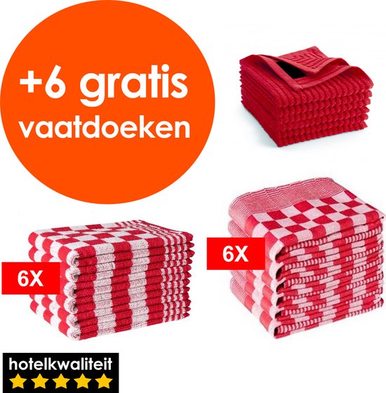 Zavelo 6x Theedoeken en 6x Keukendoeken Set + 6x VAATDOEKJES - 6x ...