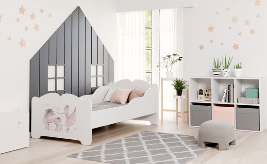 Kinderbed Anna 160x80 met kinderafbeeldingen en een matras en ...