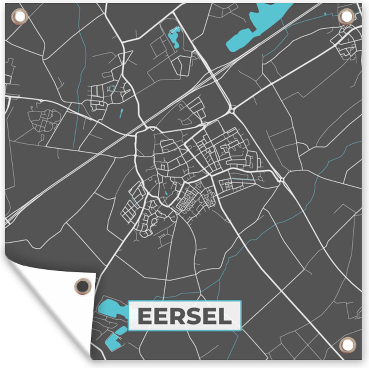 Tuin poster Plattegrond - Eersel - Kaart - Stadskaart - 200x200 cm ...