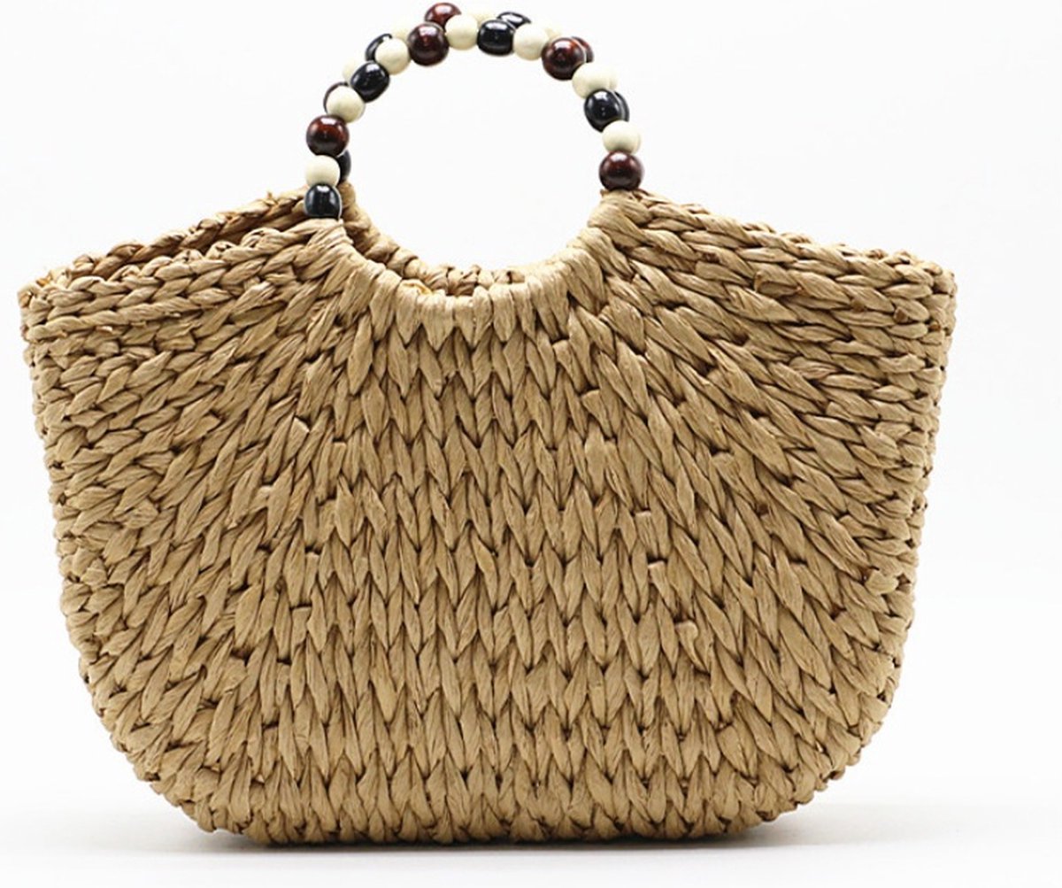 Gevlochten XXL Rieten Handtas - Incl. Kraaltjes - 42 x 36 x 10 cm | bol.com