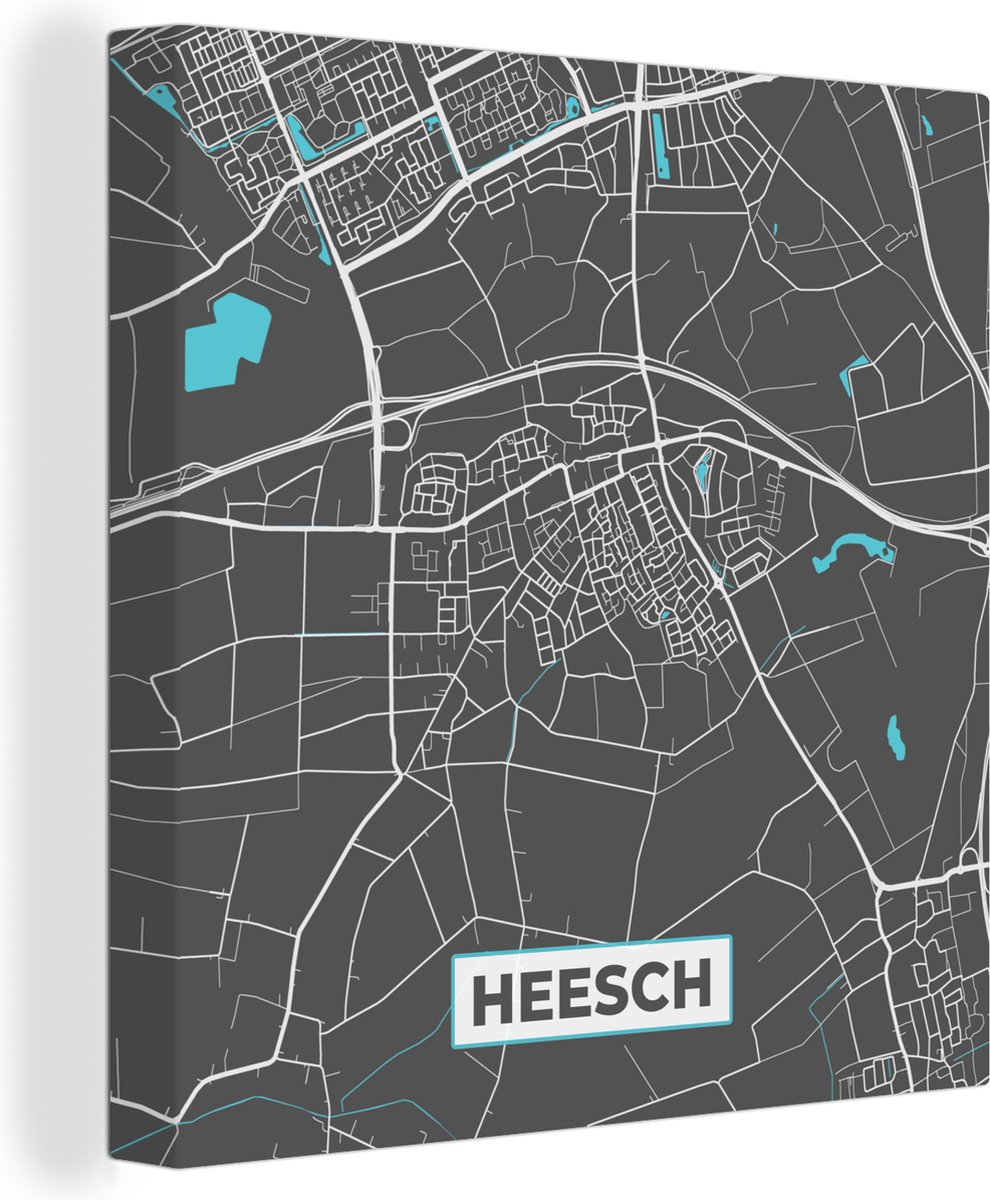 Canvas Schilderij Plattegrond - Heesch - Kaart - Stadskaart - 50x50 cm ...