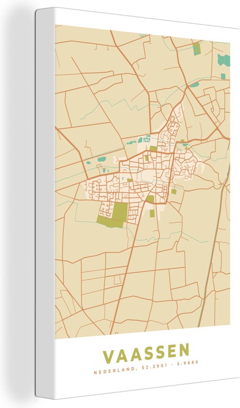Canvas Schilderij Plattegrond - Vintage - Kaart - Vaassen - Stadskaart ...