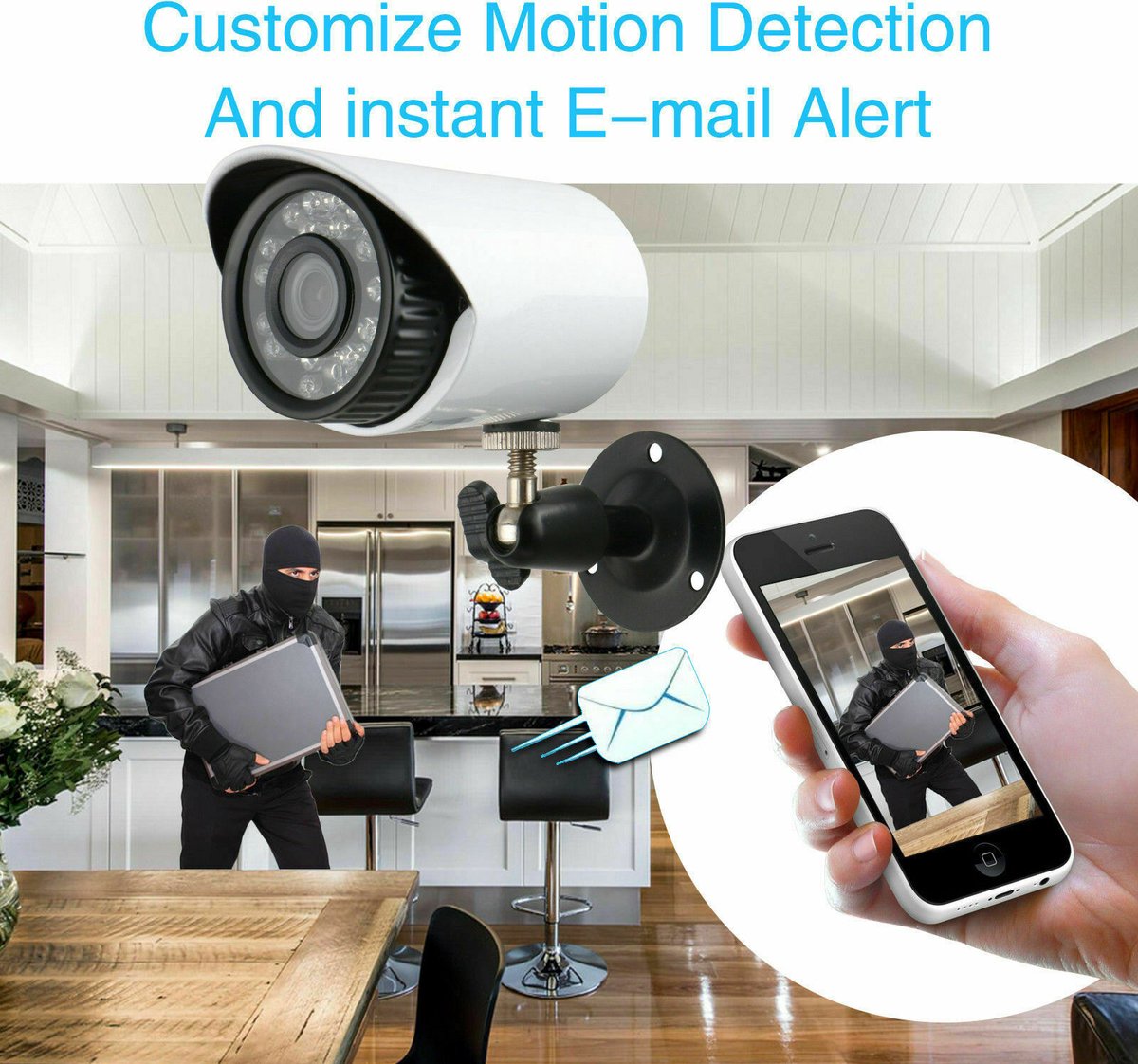 AllStock CCTV beveiligingscamera systeem set 4 cameras met DVR ZWART ...