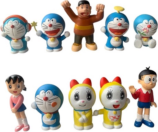 Doraemon speelset van 10 figuurtjes met alle bekende figuren | bol.com