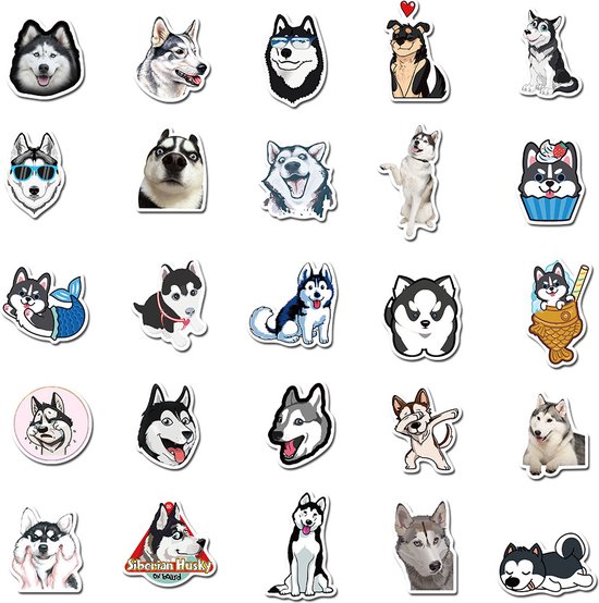 Husky Honden Stickers - set 50 stuks - Laptop Stickers - Stickervellen | bol