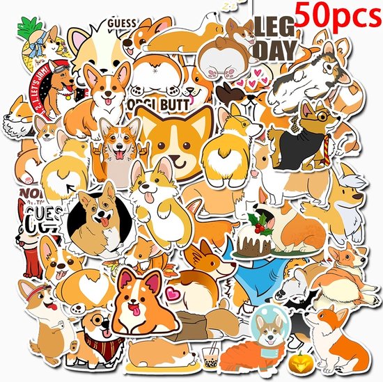 Corgy Dieren Stickers - Honden - set 50 stuks - Laptop Stickers - Stickervellen | bol