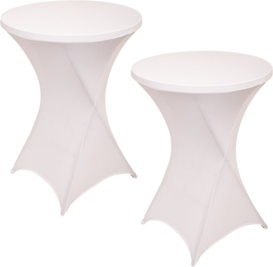 Statafelrok Wit x 2 – ∅80-85 x 110 cm – Statafelhoes Stretch 2 Stuks – Tafelhoezen... | bol.com
