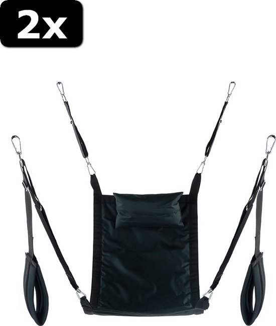 2x Rectangular canvas sling - 4 points - Full set - Black | bol.com