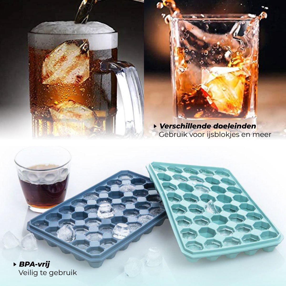 Prettig Silicone Ijsblokjesvorm met deksel – 2 Stuks Ijsblokjesvormen ...