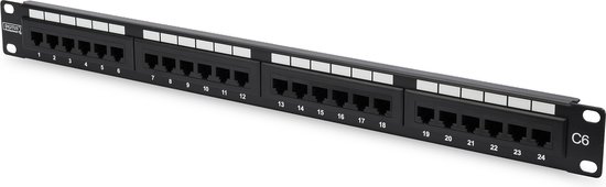 Digitus – DN91624U - CAT 6 Patch Panel, unshielded, 24-port RJ45, 8P8C ...