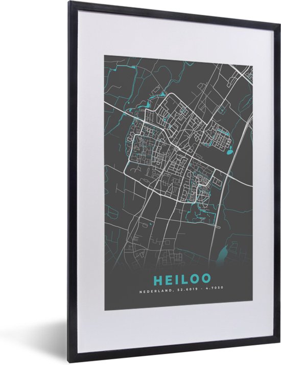 Fotolijst incl. Poster - Heiloo - Stadskaart - Kaart - Plattegrond ...