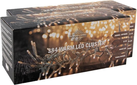 Svenska Living cluster lichtsnoeren -2x st -warm wit -240 cm -384 leds ...