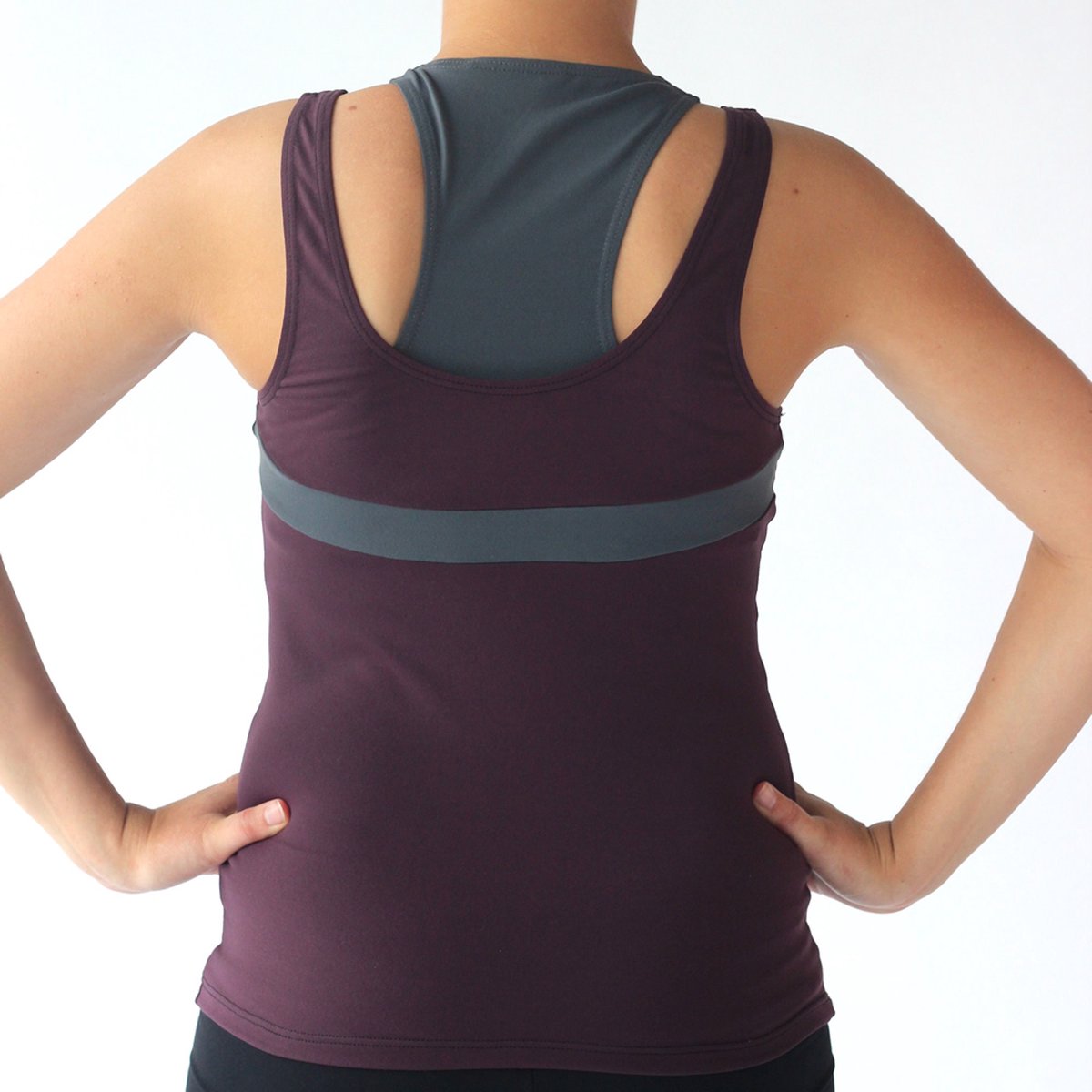 Topje in micropolyamide met racer-rug - 38 - bordeaux/grijs | bol.com